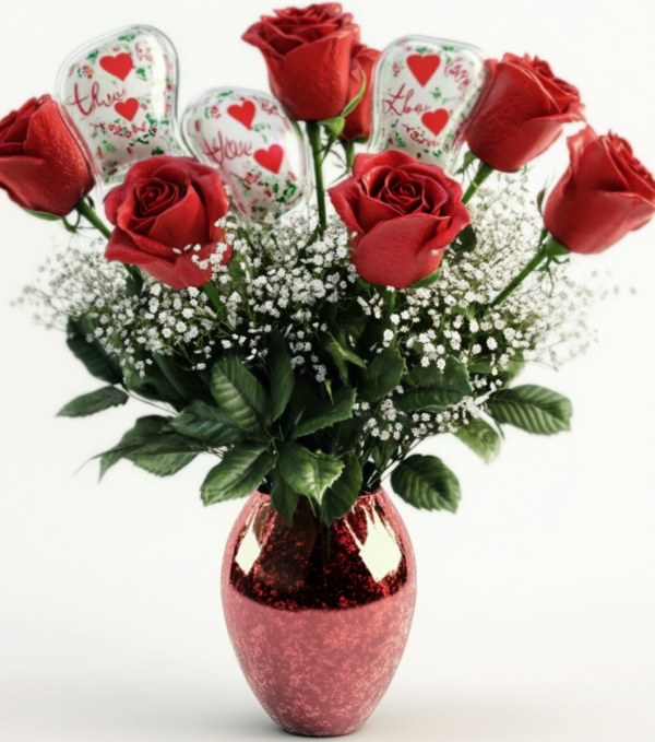 six red roses arrangement - Sunny Flower Delivery