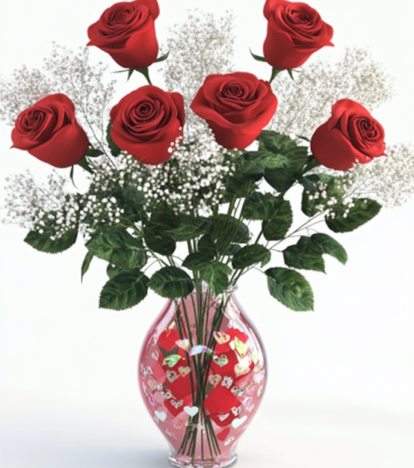 six red roses arrangement - Sunny Flower Delivery